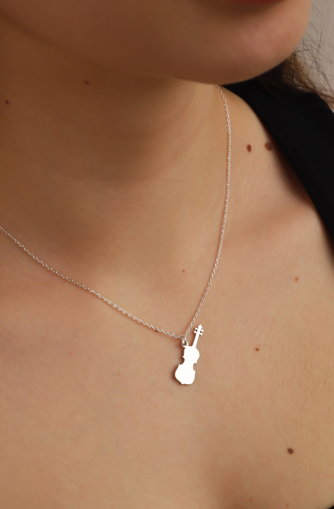 Sterling Silver Music Instrument Necklace, Violin Necklace, Musical ...