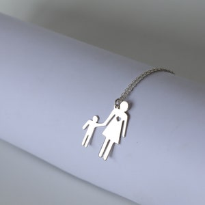 Dainty Mother and Kid Silhouette Necklace, Mothers Day Gift, Mom and ...