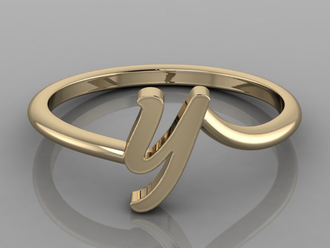 Tiny Initial Ring, Handwriting Letter Ring, Custom Initial Ring, Personalized Jewelry Gift for ...