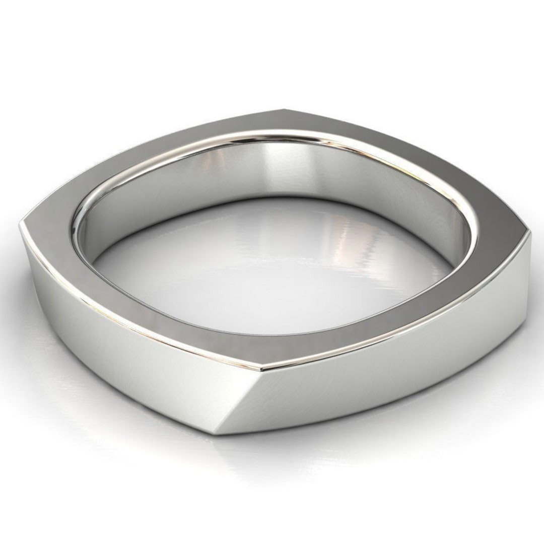 Sterling Silver Geometric Ring: Modern Square Wedding Band - Etsy