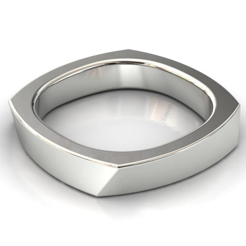 Sterling Silver Geometric Ring: Modern Square Wedding Band - Etsy