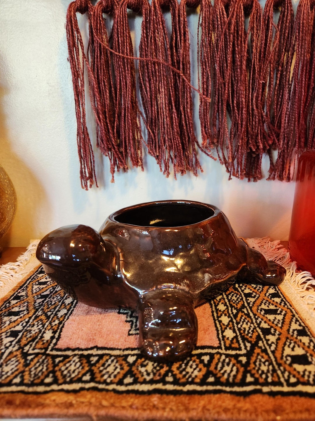 Vintage Turtle Pottery Planter - Etsy