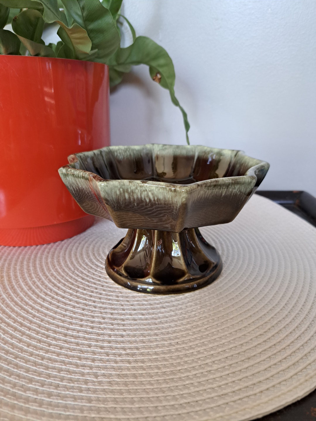 Hull Green Pottery Planter Dish - Etsy