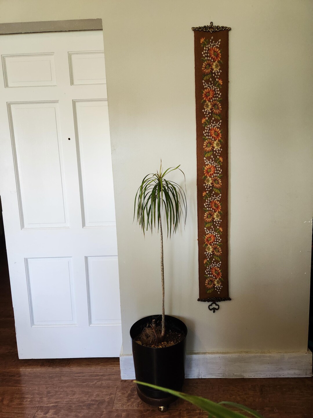 Vintage Embroidered Floral Bell Pull - Etsy