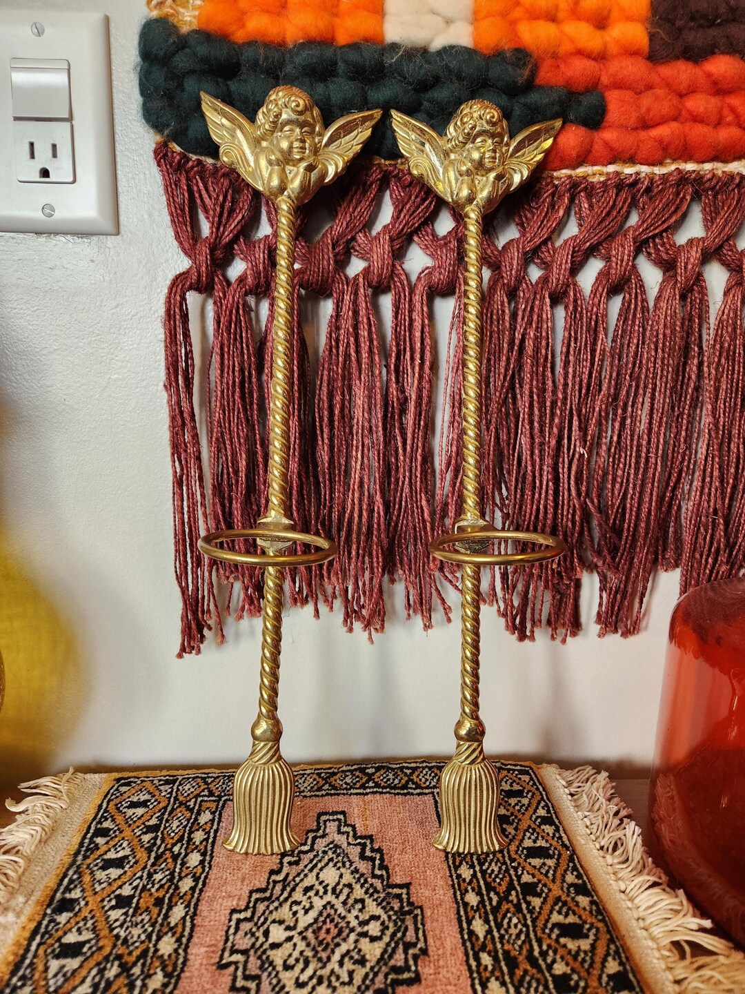 Vintage Brass Angel Wall Sconces--set of 2 - Etsy