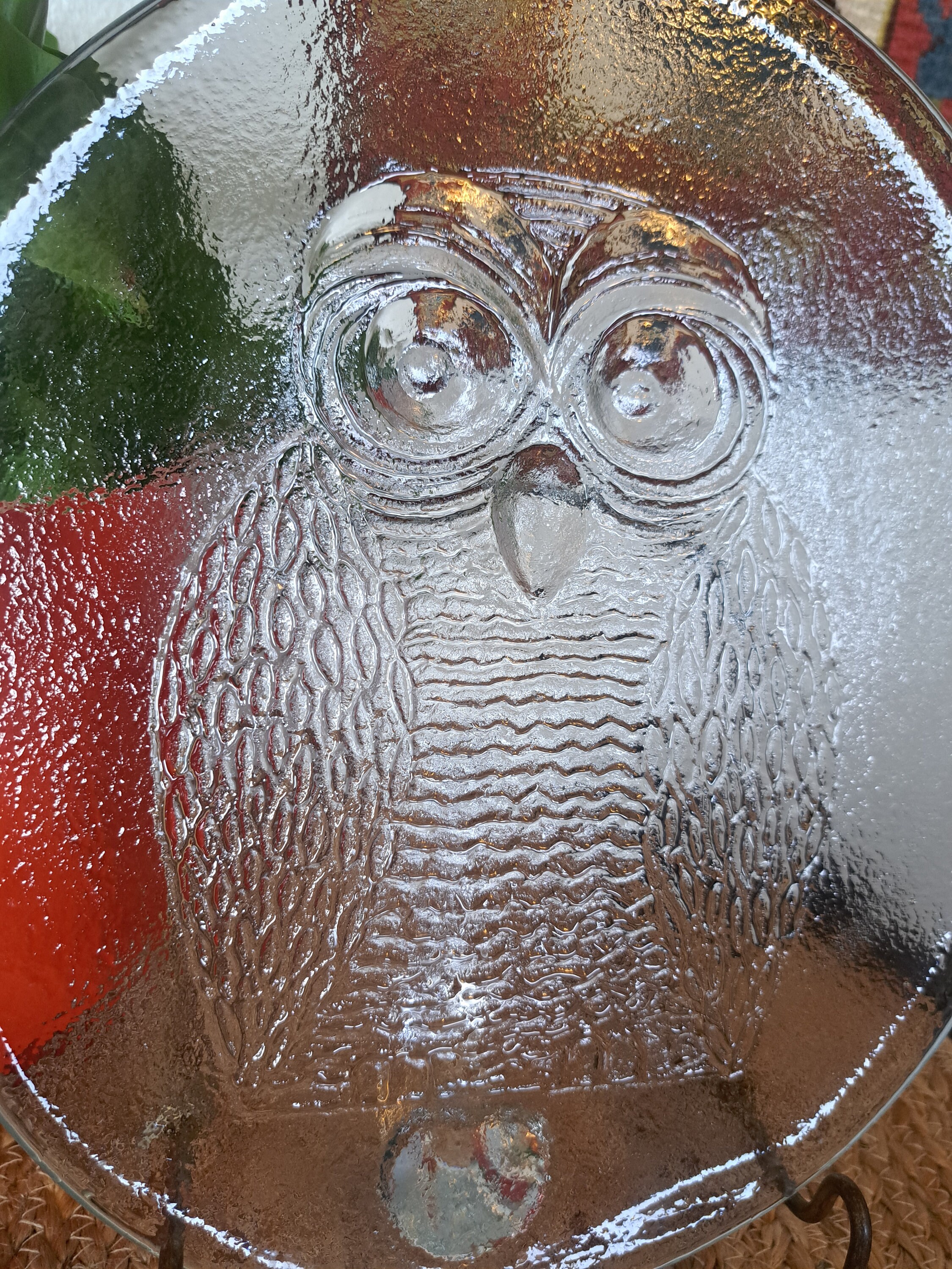 Blenko 7513 Crystal Owl Platter With Handle - Etsy