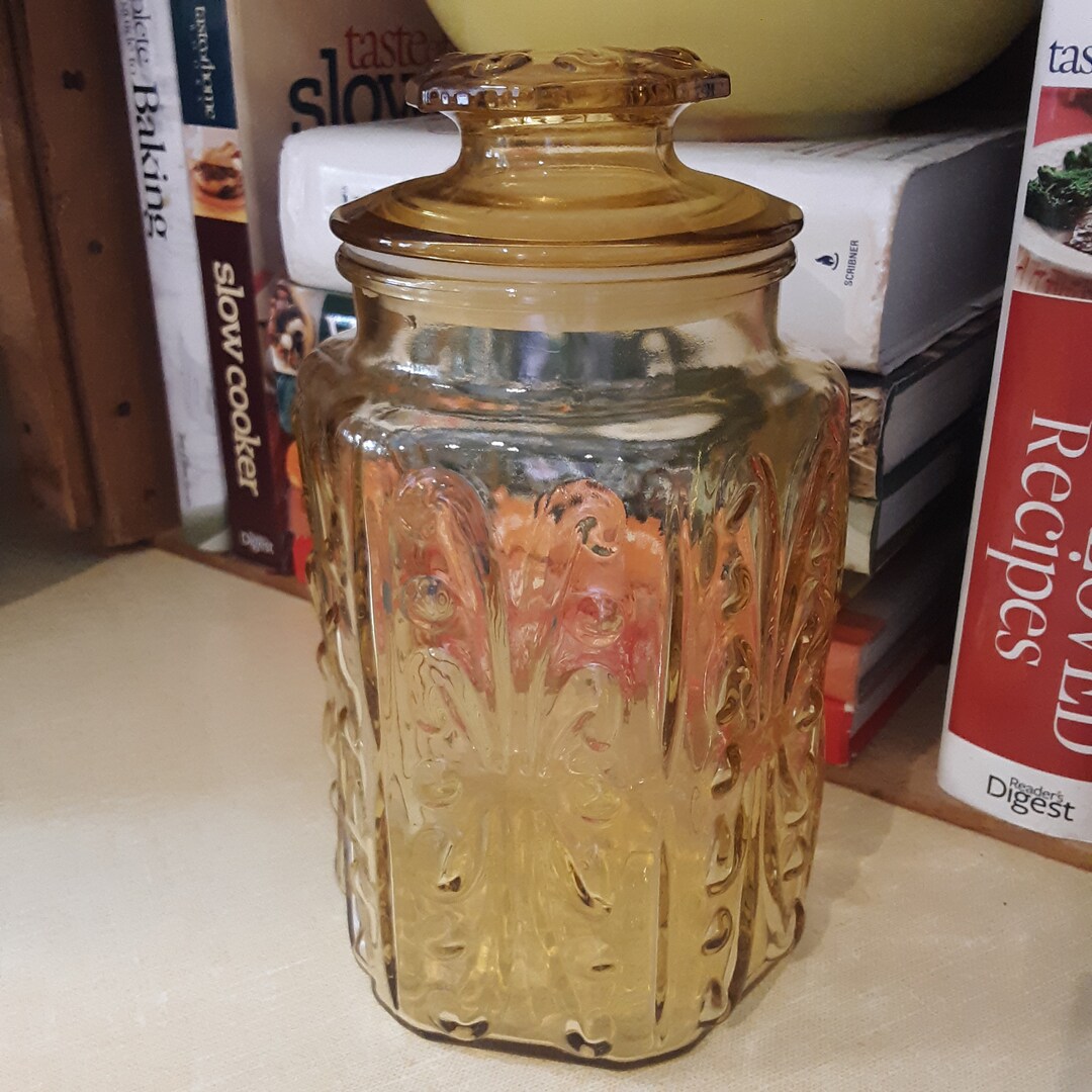 Federal Glass Amber Canister 9" - Etsy