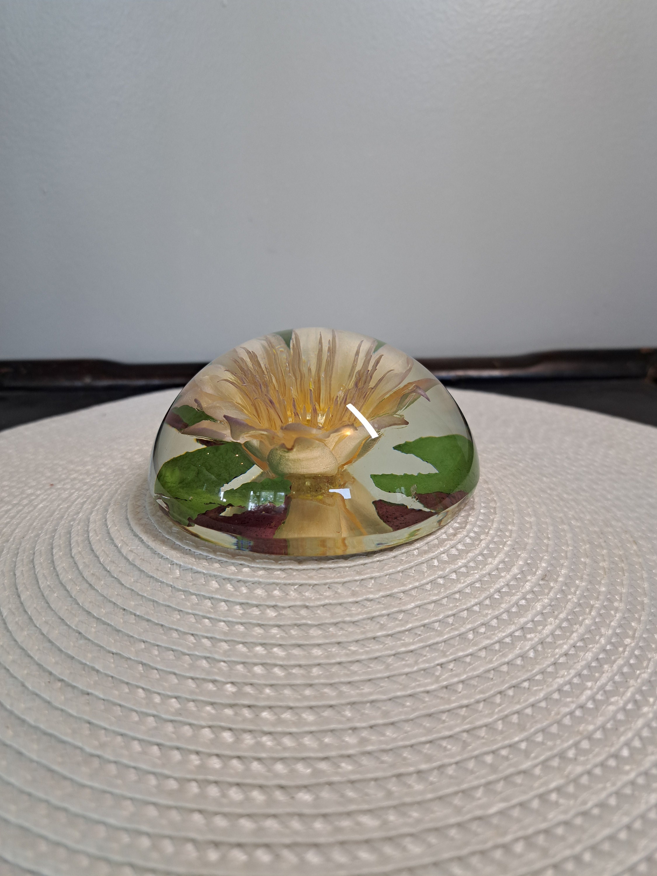 Vintage Lucite Water Lily Flower Paperweight - Etsy