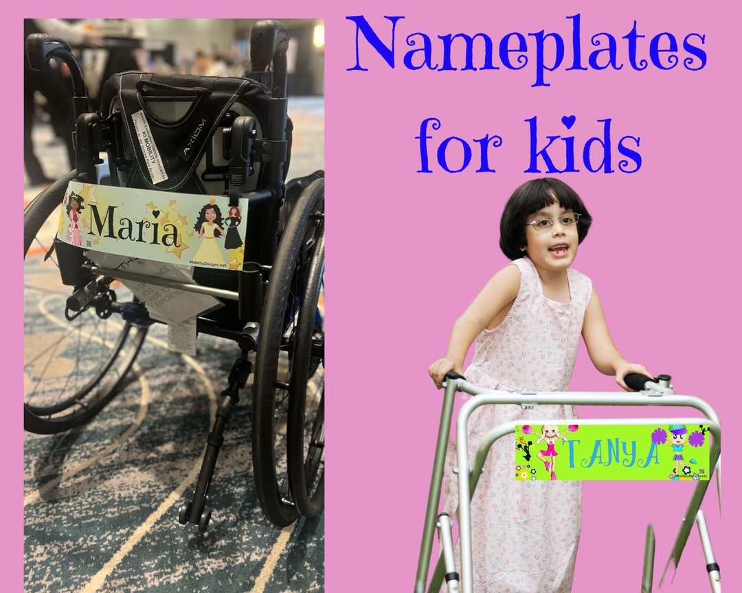 Wheelchair Nametag for Girls Personalized Girl's Wheelchair License ...