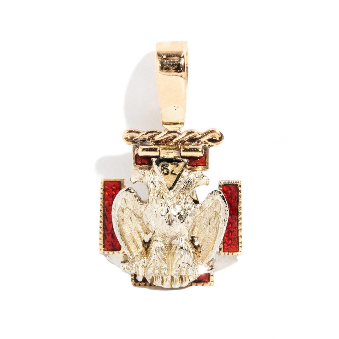 Bernard 1920s Masonic Two Headed Eagle Pendant 18k Gold - Etsy