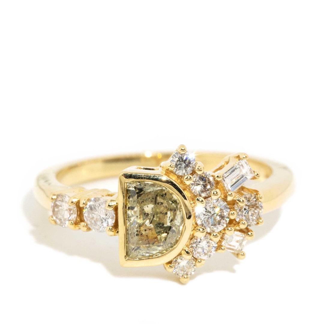 Carmel Half Moon Cut Diamond Ring 18ct - Etsy