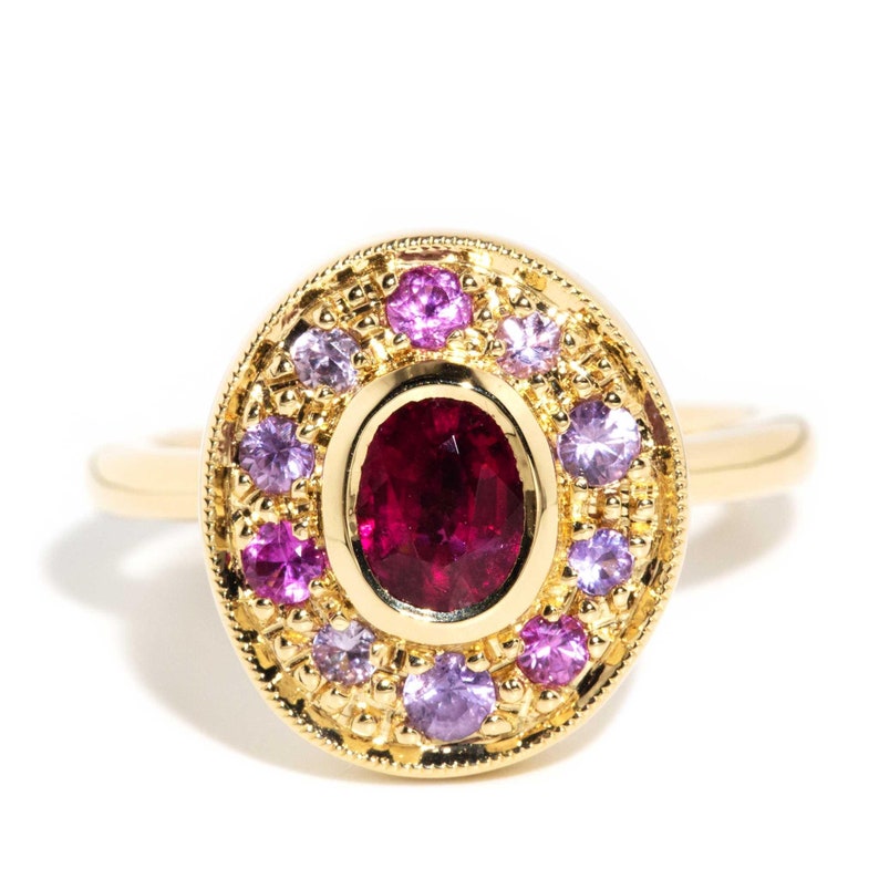 Davina Tourmaline & Sapphire Halo Ring 18ct Gold - Etsy