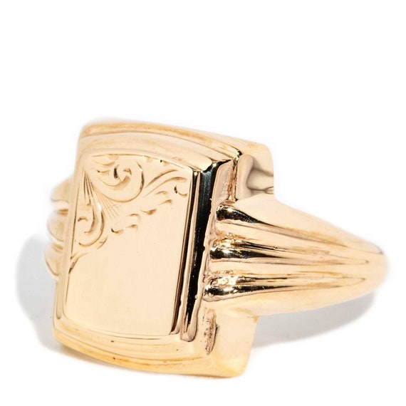 Montgomery 1970s Rectangular Signet Ring 9ct Gold - Gem