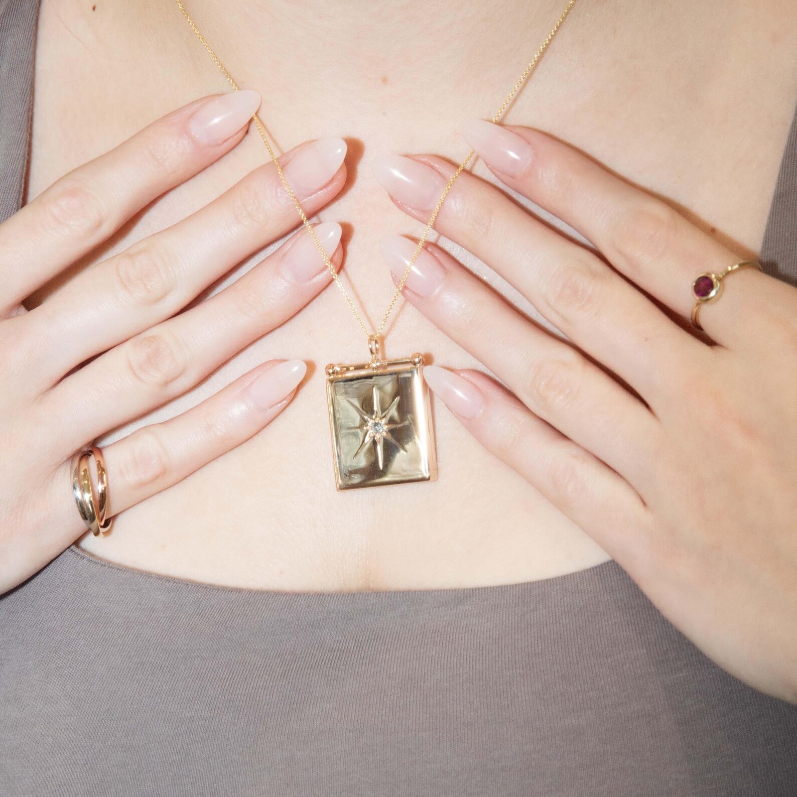 15K Gold Old Cut Diamond Book Locket | Preloved Vintage 1930s Celestial ...