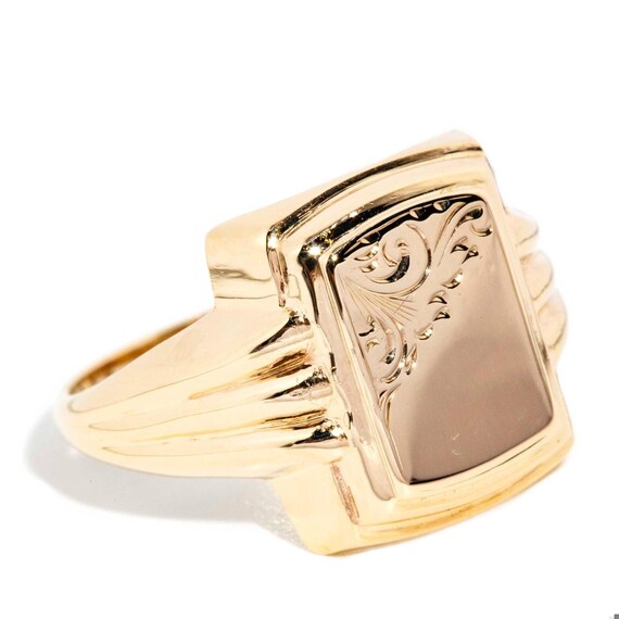 Montgomery 1970s Rectangular Signet Ring 9ct Gold - Gem