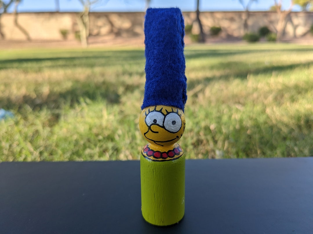 The Simpsons Marge Simpson Hand Painted Peg Doll - Etsy