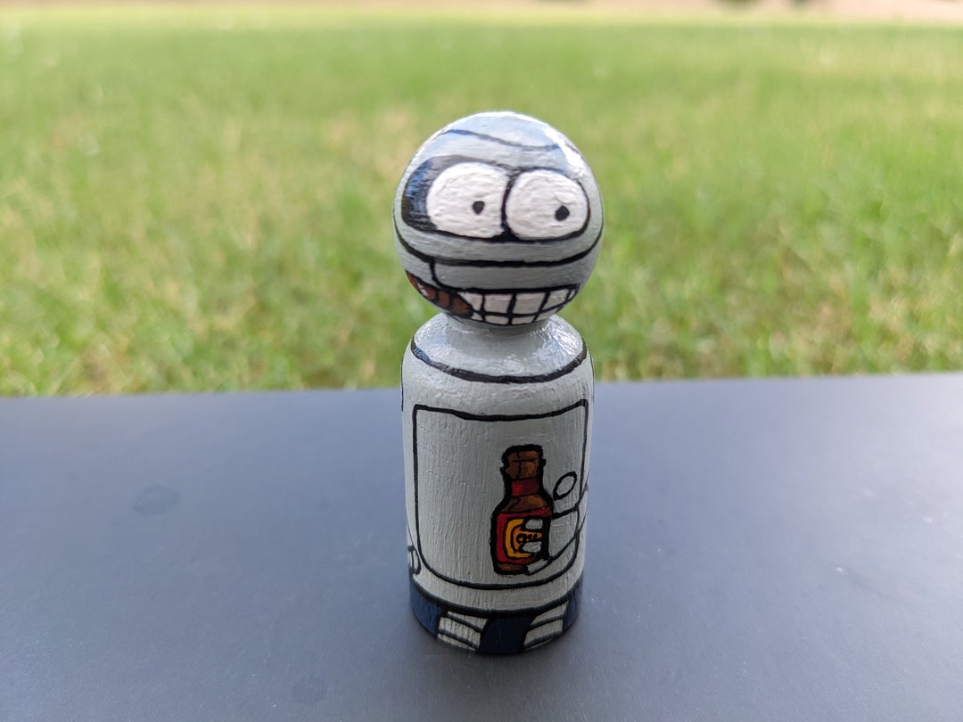 Bender Bending Rodríguez Hand Painted Peg Doll From Futurama - Etsy