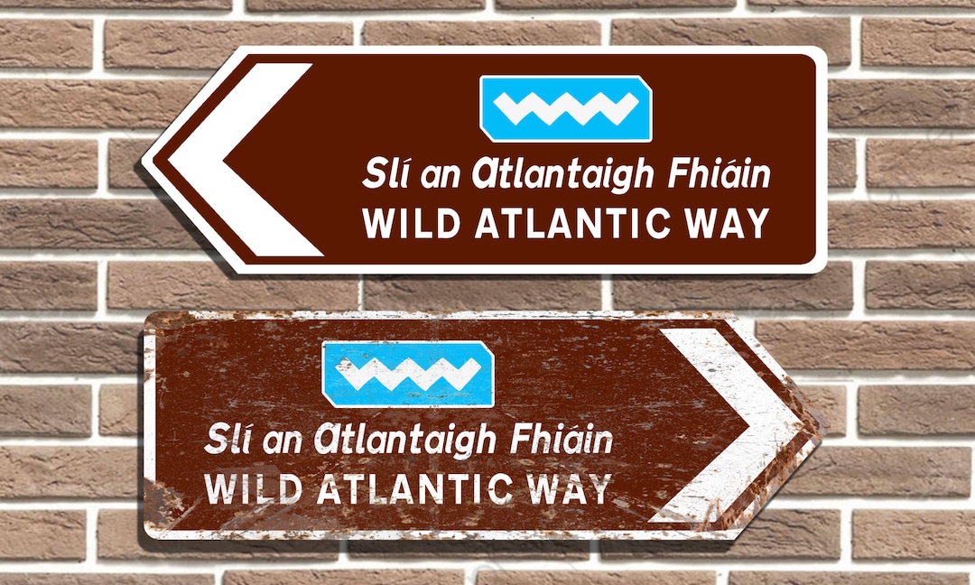Wild Atlantic Way British Tourist Style Metal Road Sign Man Cave Garage ...