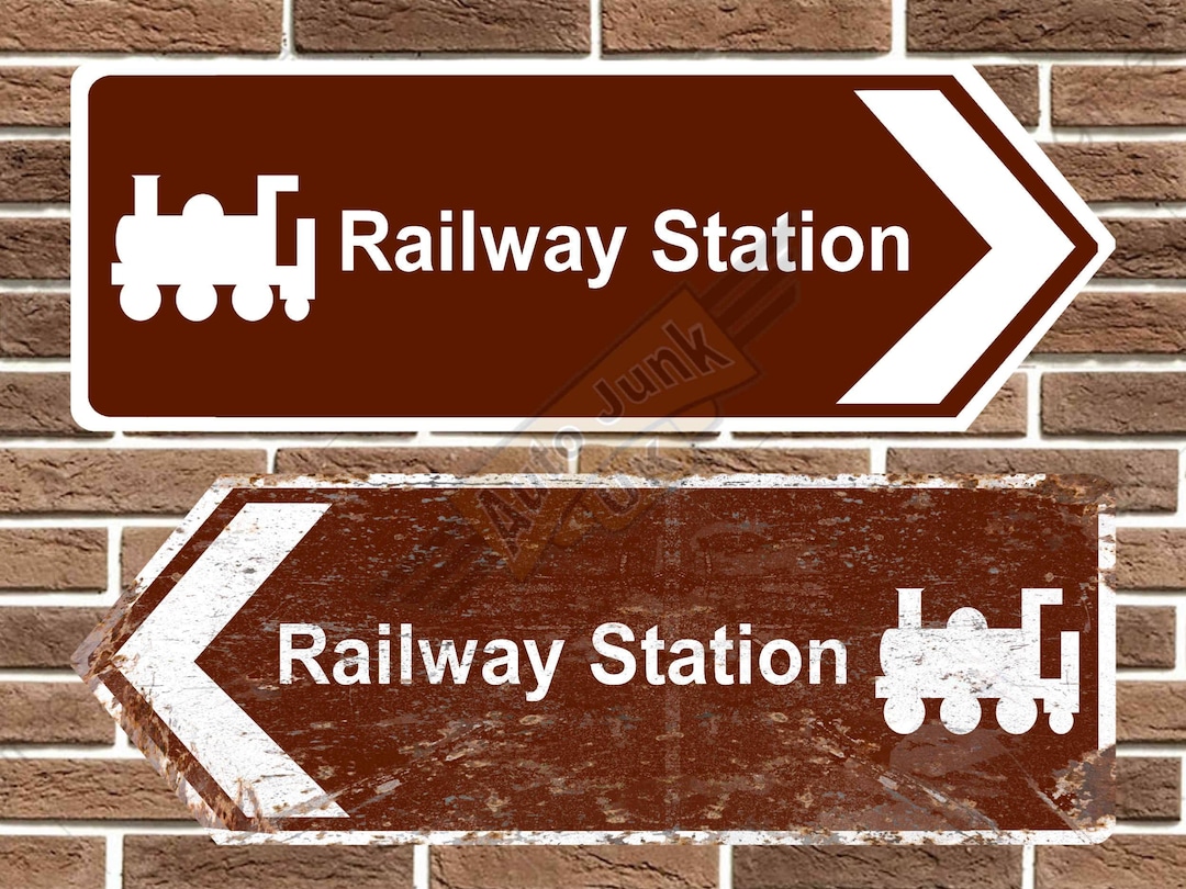 Railway Station British Tourist Style Metal Road Sign Train Sign Man ...