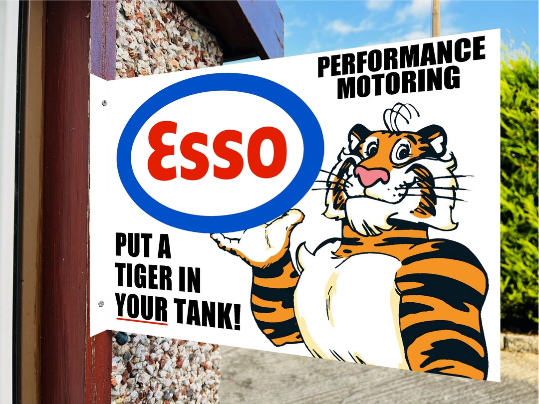 Esso Tiger Double Sided Metal Flange Sign Classic Car Garage Sign Bar