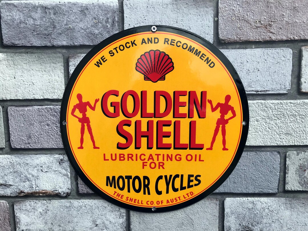 Golden Shell Enamel Sign Garage Bar Sign Man Cave Decor - Etsy