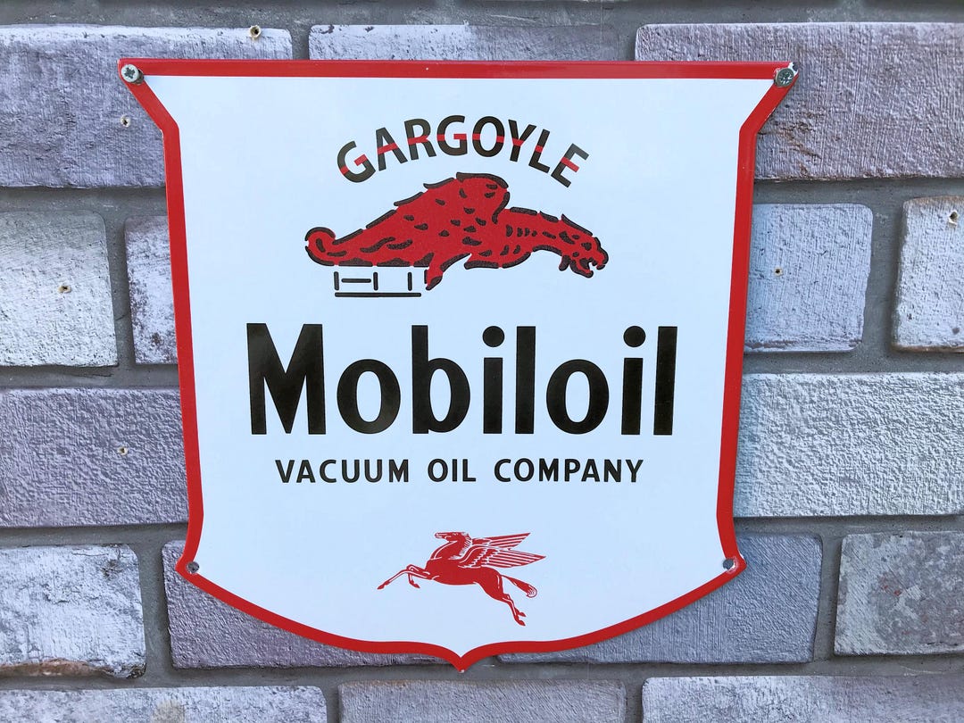 Mobiloil Gargoyle Enamel Sign Garage Bar Sign Man Cave Decor - Etsy