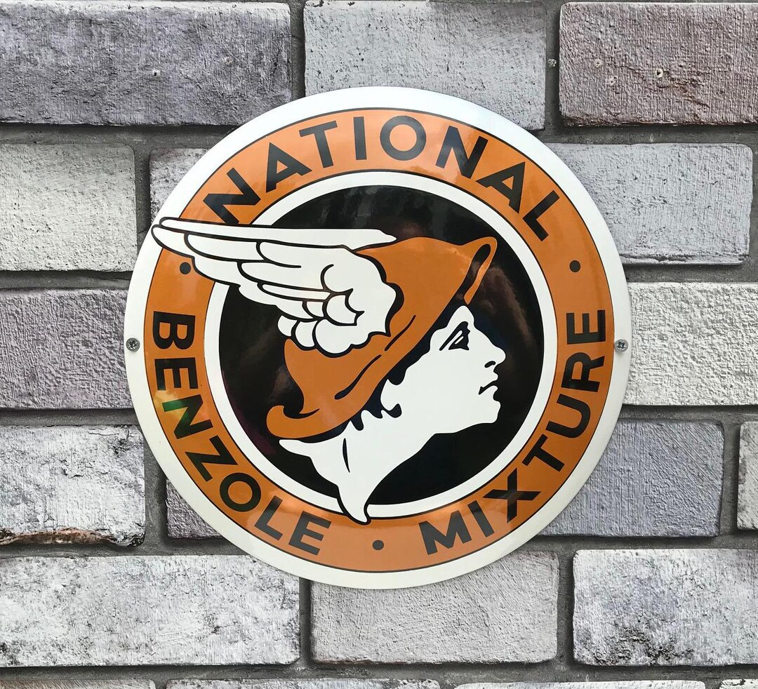 National Benzole Enamel Sign Garage Sign Scooter Bar Sign Man Cave ...