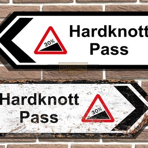 Hardknott Pass Metal Road Sign Wall Plaque Man Cave Garage Cycling Sign ...