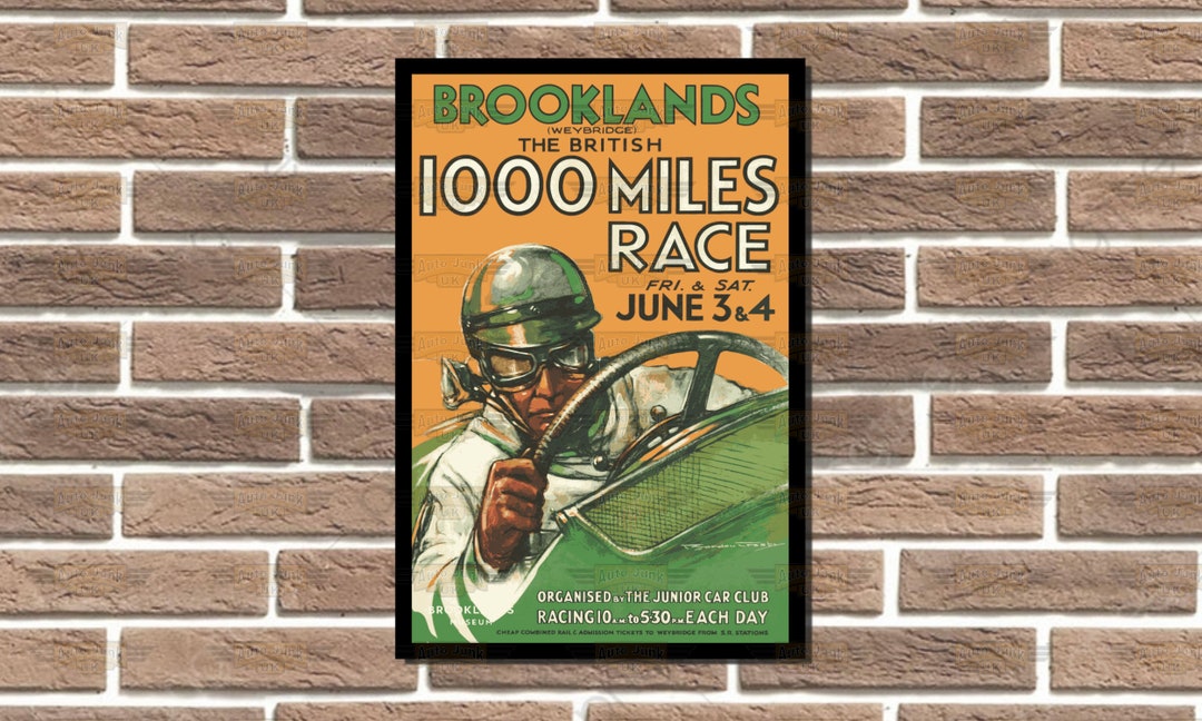 Brooklands 1000 Miles Race Metal Sign Wall Plaque F1 Motogp BSB Garage ...