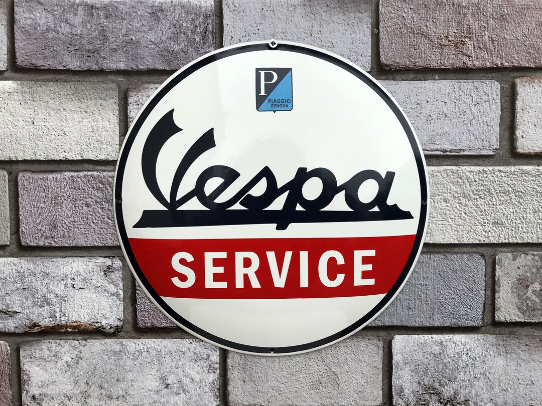 Vespa Service Enamel Sign Garage Sign Scooter Bar Sign Man Cave - Etsy