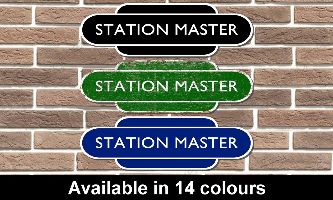 Station Master Metal Railway Totem Train Sign Garage, Bar, Man Cave ...