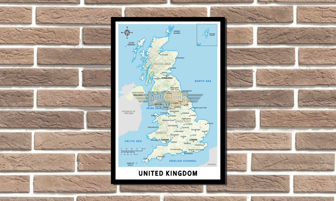 Map of the United Kingdom & Northern Ireland Metal Sign Wall Plaque ...