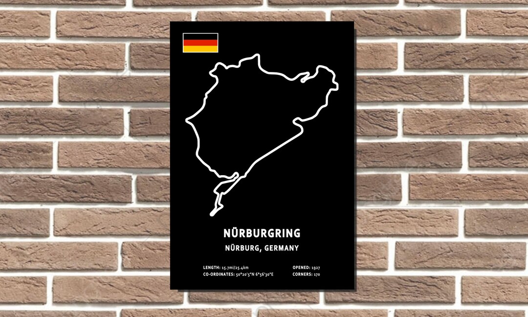 Nurburgring Circuit Layout Metal Sign Wall Plaque F1 Motogp Garage Sign ...