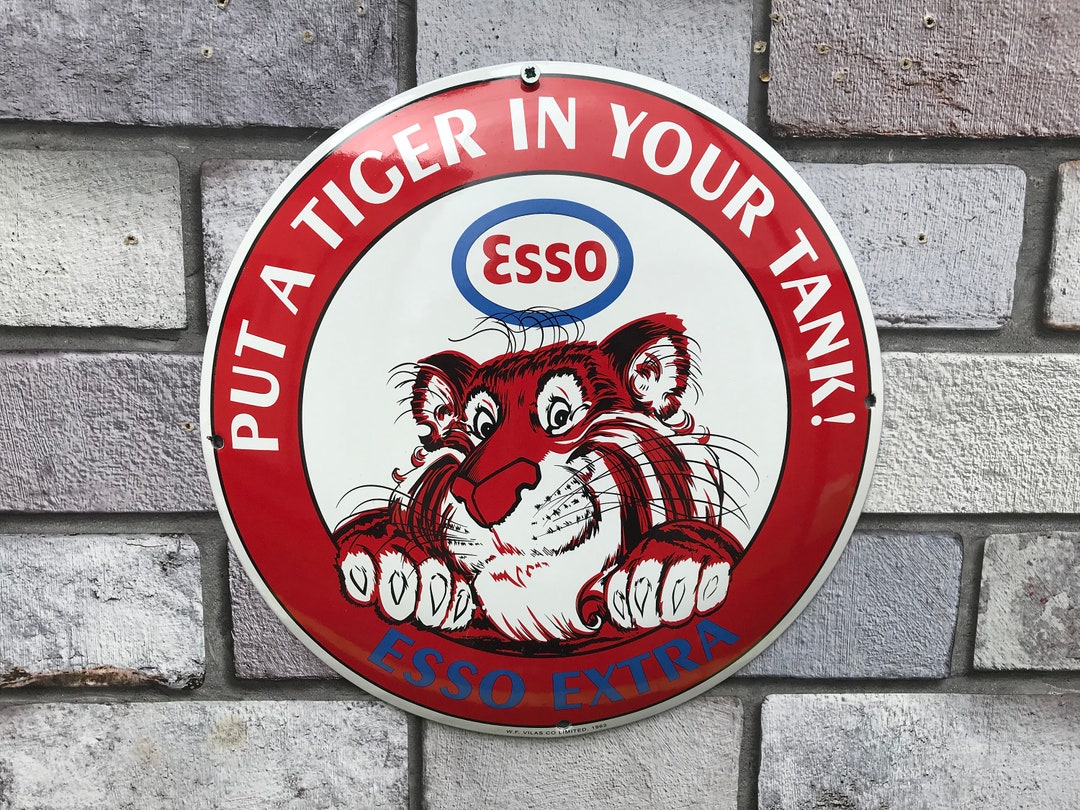 Esso Tiger Enamel Sign Garage Sign Scooter Bar Sign Man Cave - Etsy