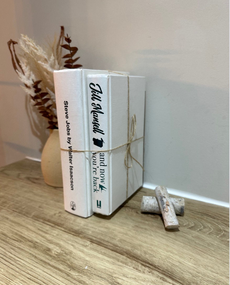 White Book Decor, Coffee Table Books, Farmhouse Book Stack, Book ...