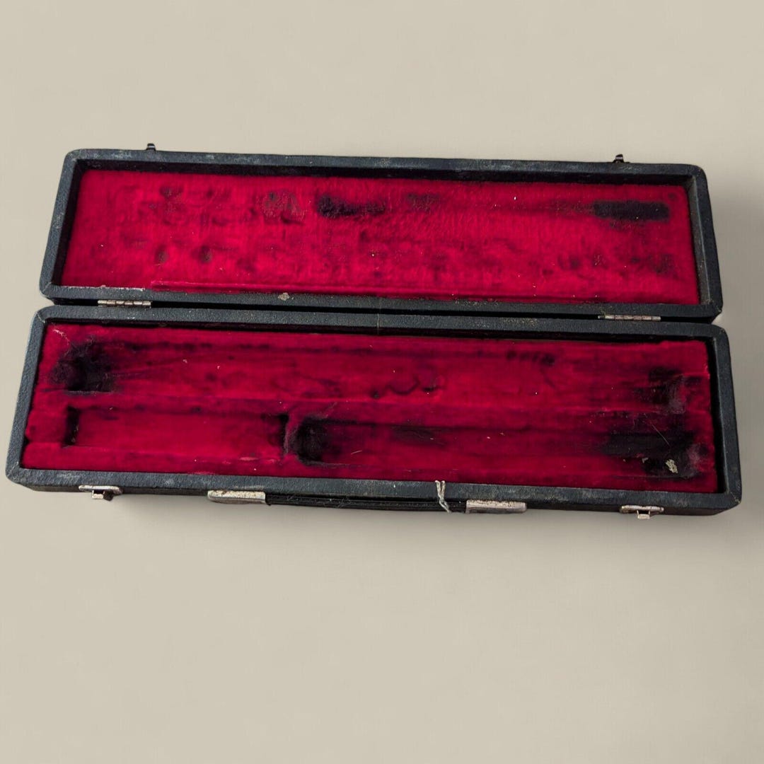 Vintage Hard Flute Case Black King Musical Instruments Red Inside Flip ...