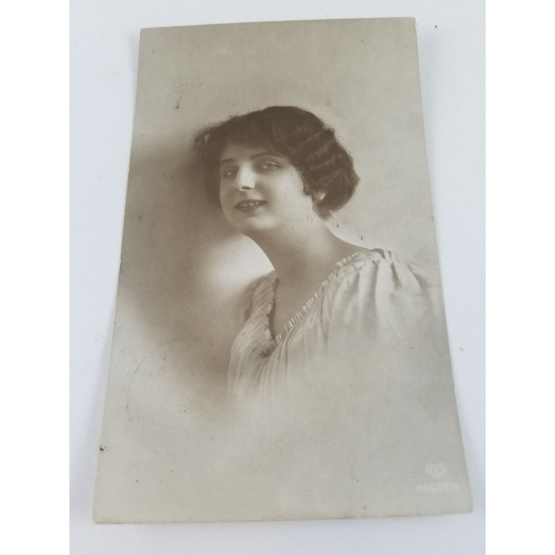 RPPC Beautiful Young Belgian Lady Leaning on a Wall Portrait Wavy Hair ...