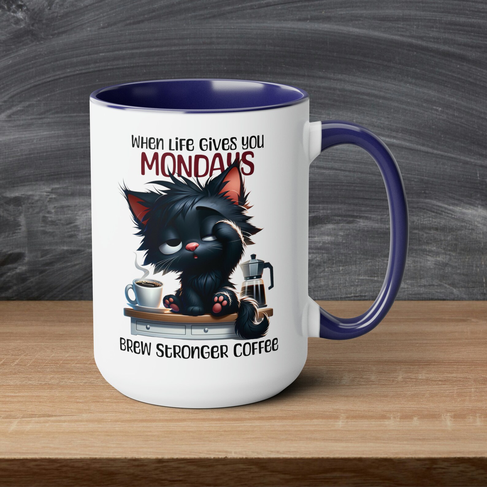 Cute Cat Coffee Mug, Two-tone Cat-themed Coffee Mugs, 15oz, when Life ...