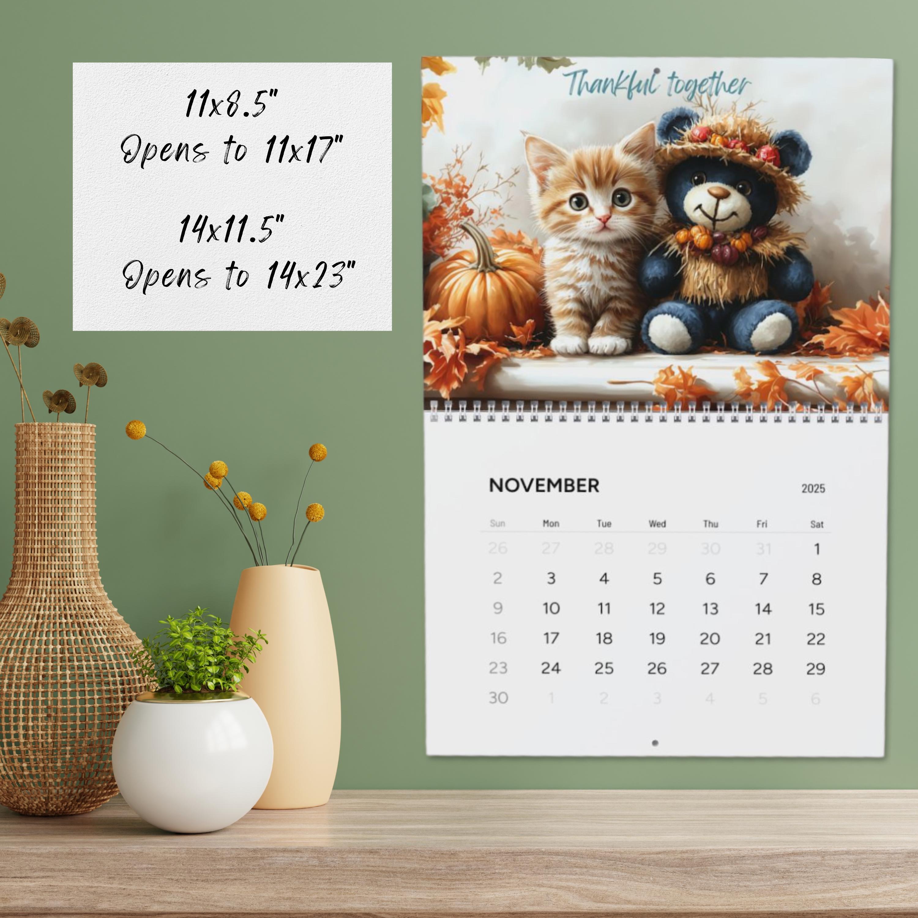 2025 Kittens and Teddy Bears Wall Calendar, Kids Monthly Calendar ...