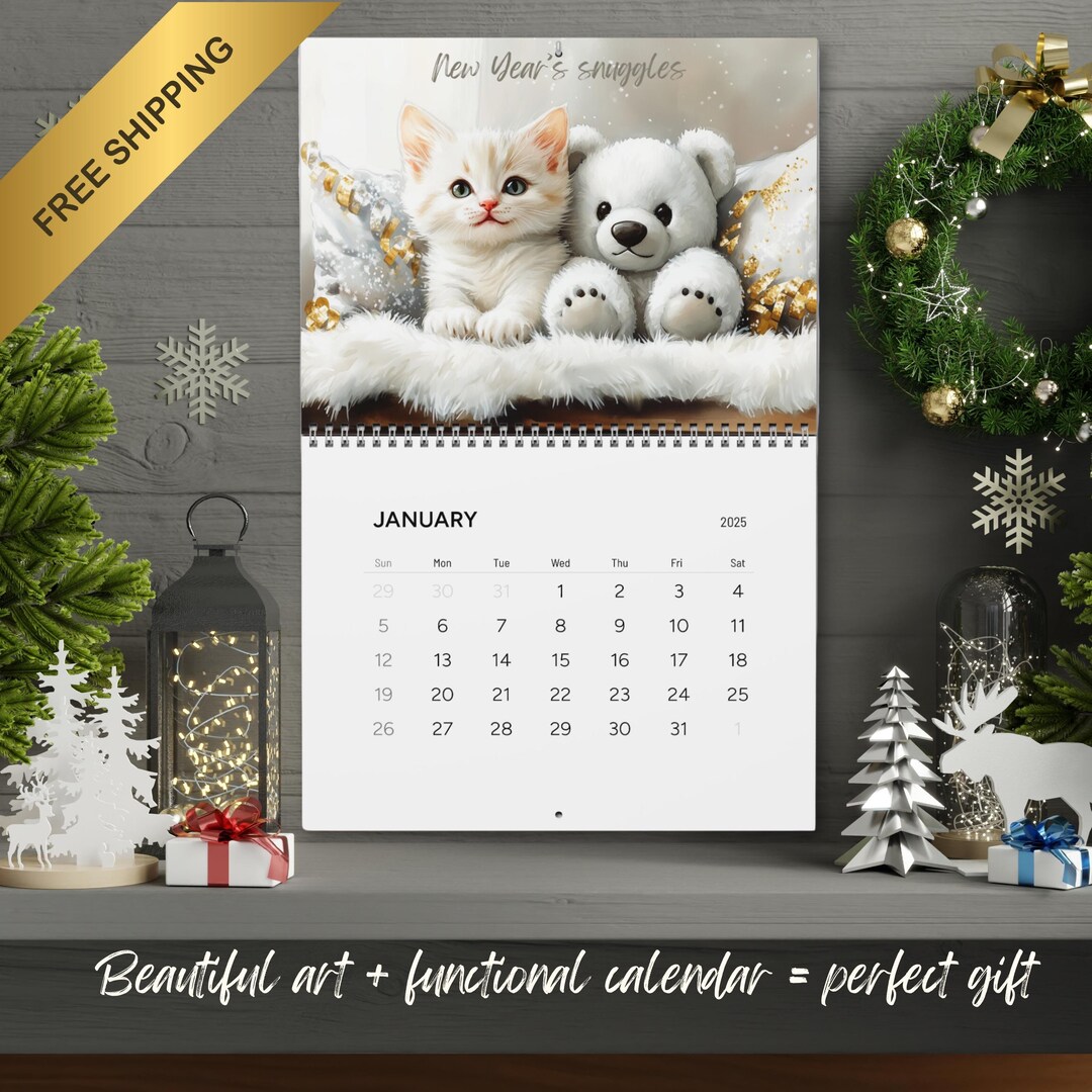 2025 Kittens and Teddy Bears Wall Calendar, Kids Monthly Calendar ...