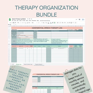 Therapy Bundle for Google Sheets therapy Notes, Monthly Service Tracker ...