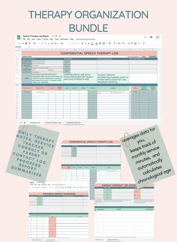 Therapy Bundle for Google Sheets therapy Notes Monthly | Etsy