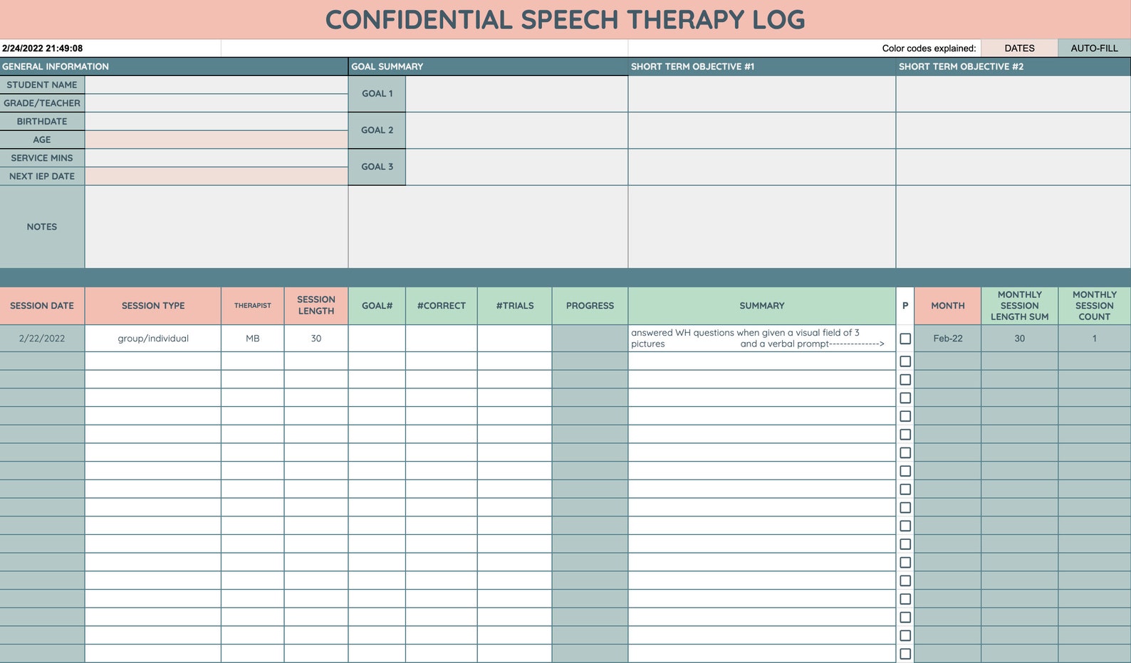 Therapy Bundle for Google Sheets therapy Notes, Monthly Service Tracker ...