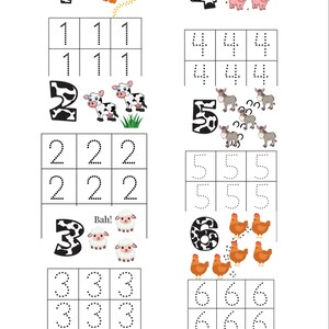 Farm Number Trace Activity - Etsy