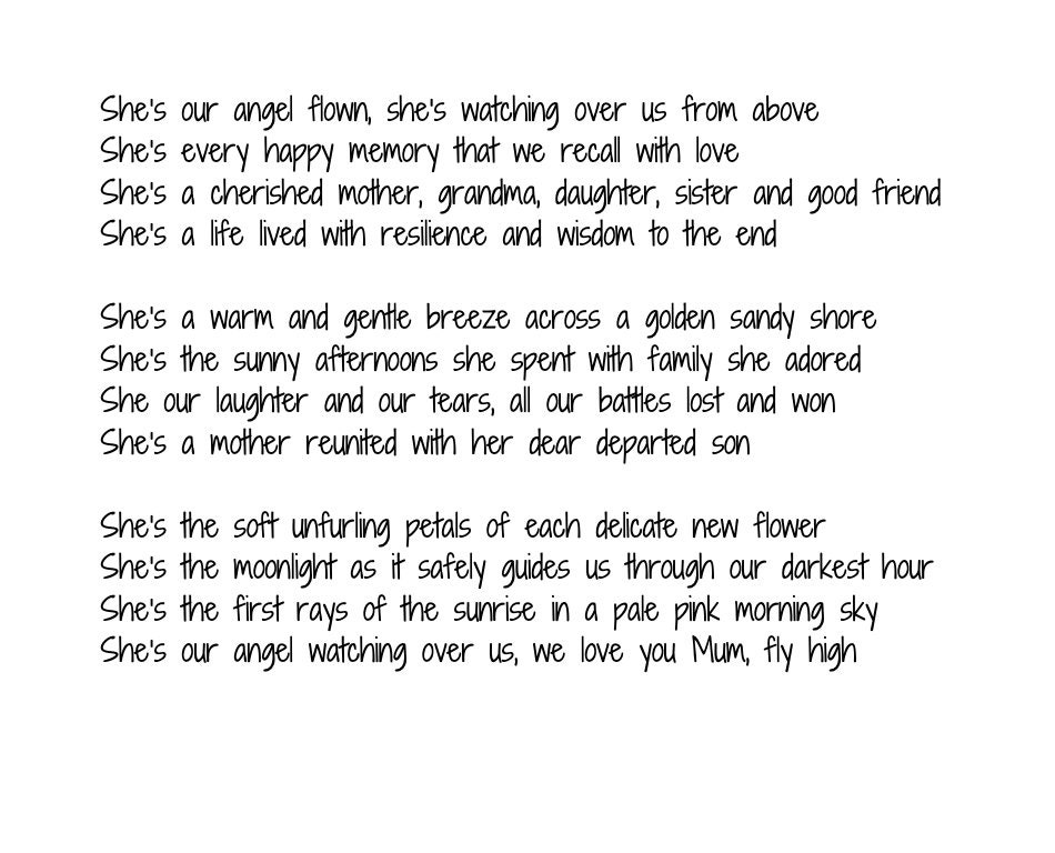 THREE VERSE POEM: A Unique Memorial Poem. Written for Your Loved One's ...