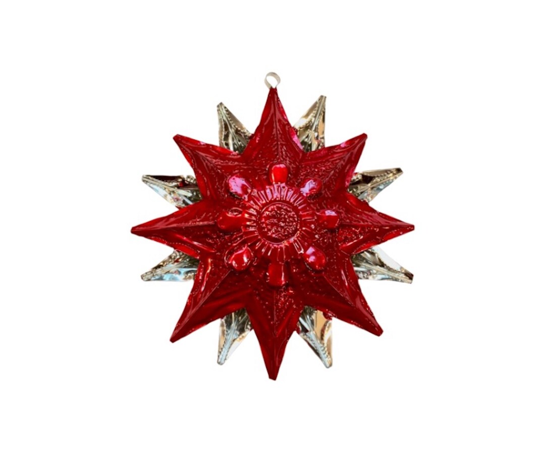 16 Point Red Star Ornament - Etsy