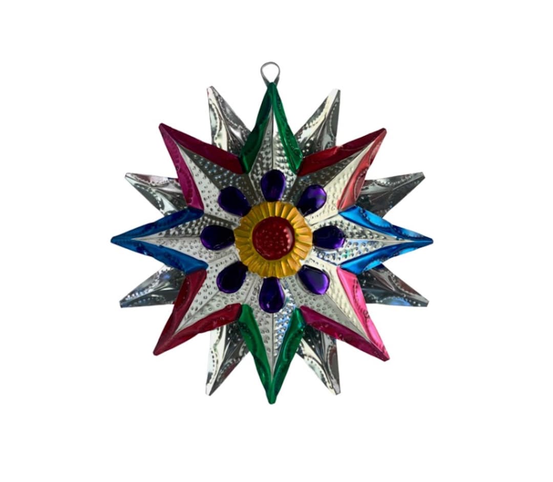 16 Point Embossed Painted Silver Star - Etsy