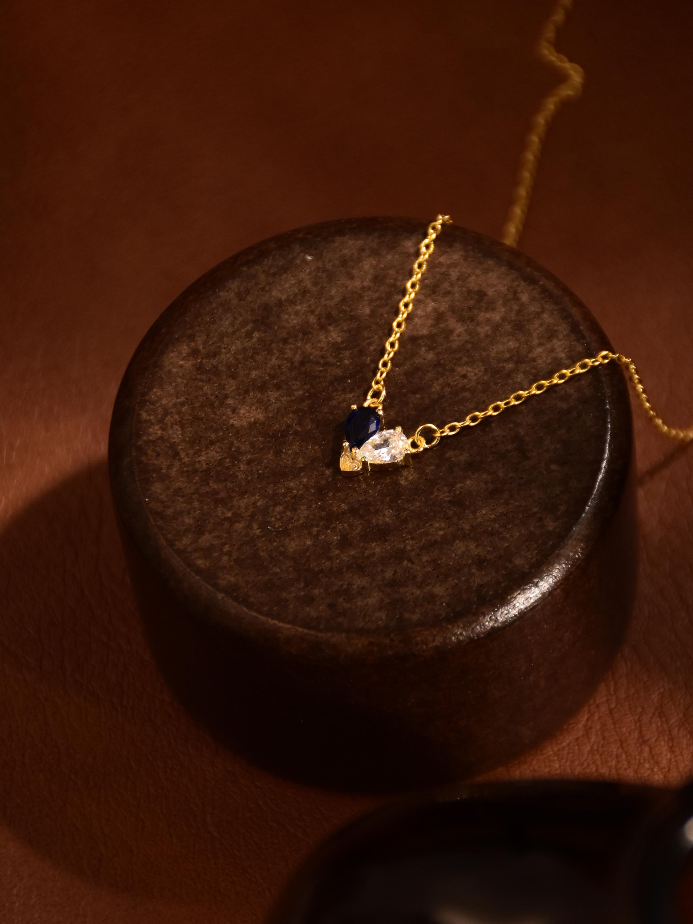 Couples Birthstone Necklace, Lovers Birthstone Matching Heart Necklace ...