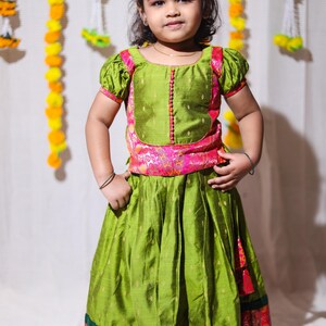 Girls Traditional Ethnic Chanderi Silk Lehenga Choli | Silk Kids Pattu ...