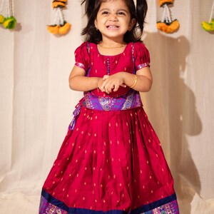 Girls Traditional Ethnic Chanderi Silk Lehenga Choli | Silk Kids Pattu ...